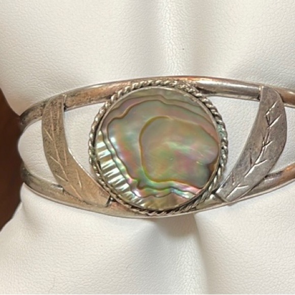 alpaca | Jewelry | Vintage Mexican Abalone Shell Cuff Bracelet Alpaca ...